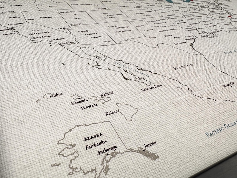 Personalized Cotton Push Pin USA Map, 2nd Anniversary Gift, DIY ...