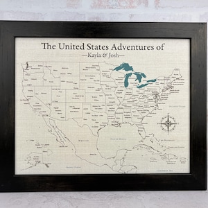 Personalized Cotton Push Pin USA Map, 2nd Anniversary Gift, DIY ...