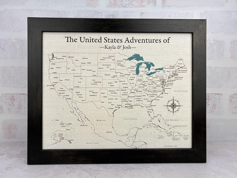 Personalized Cotton Push Pin USA Map, 2nd Anniversary Gift, DIY ...