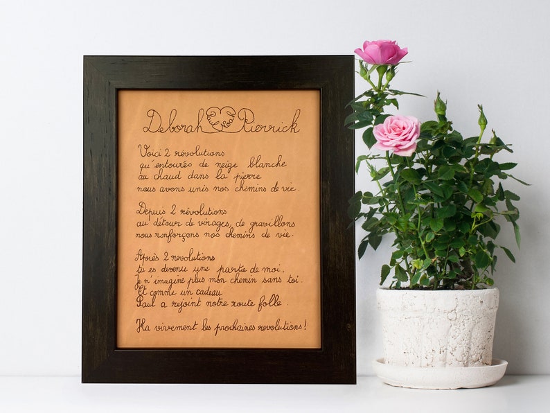Engraved Handwritten Letter on Leather - Romantic Leather Anniversary ...