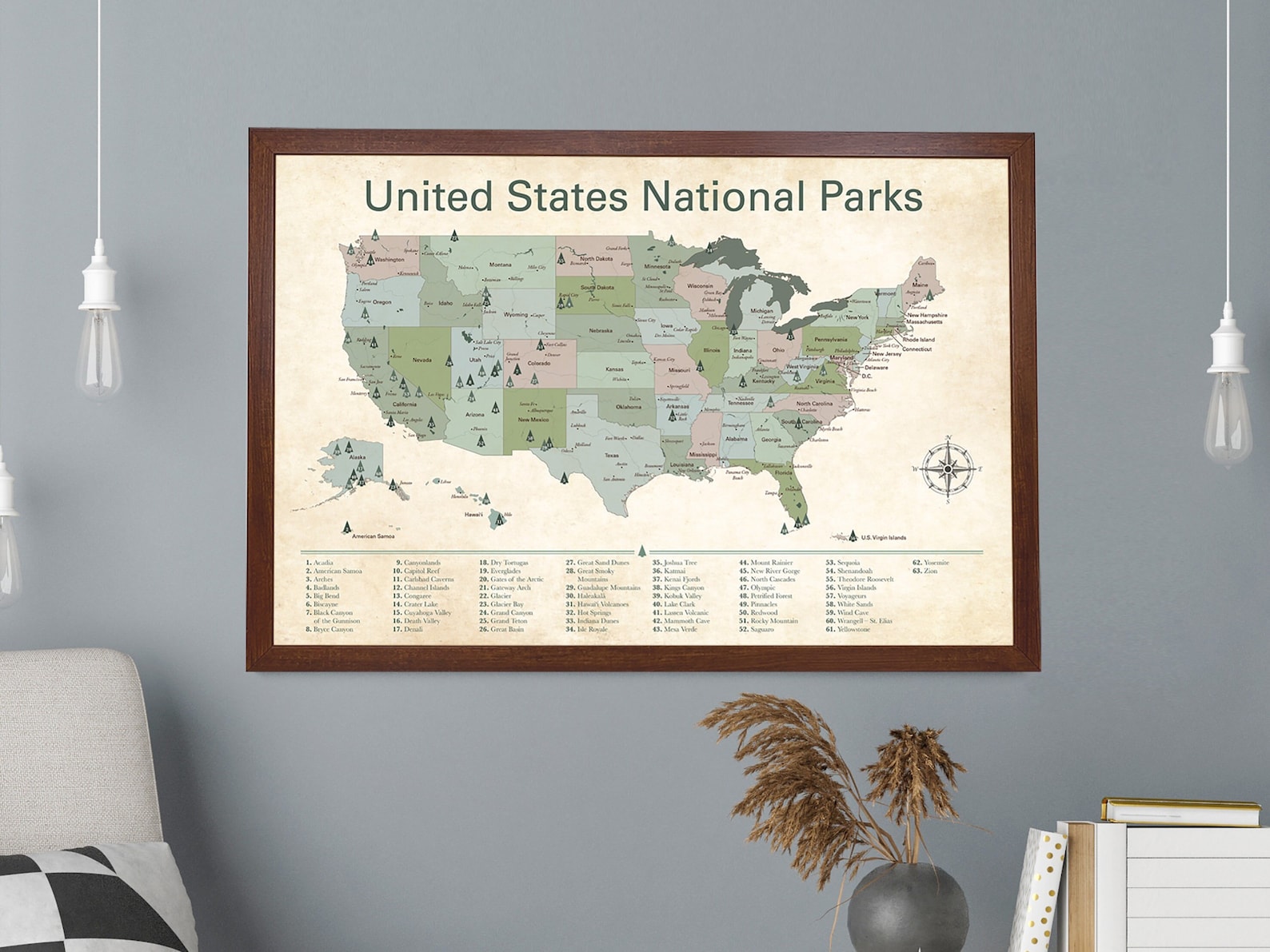National Park Push Pin Travel Map - Paper Anniversary Idea, Unique ...