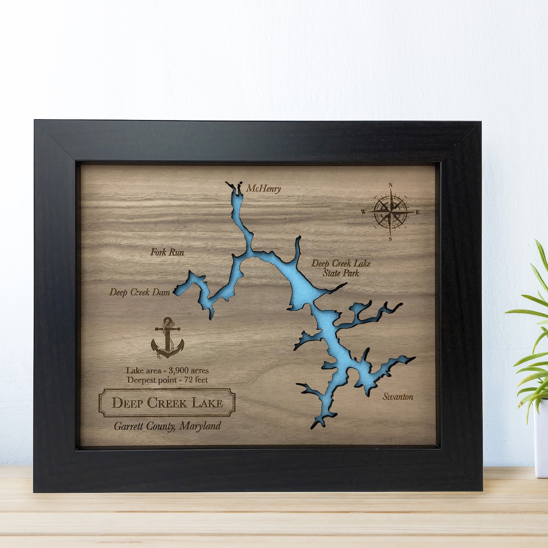Custom Wood Lake Map Art - YOUR Lake Choice, Unique 5th Anniversary ...