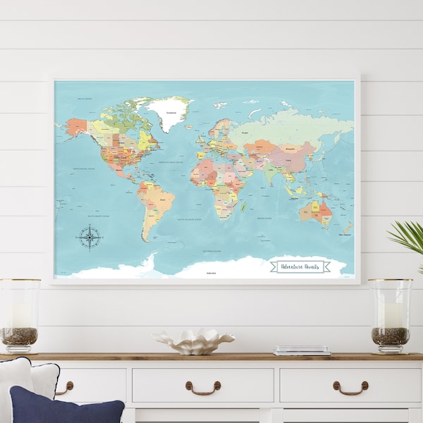 World Map Poster - Etsy