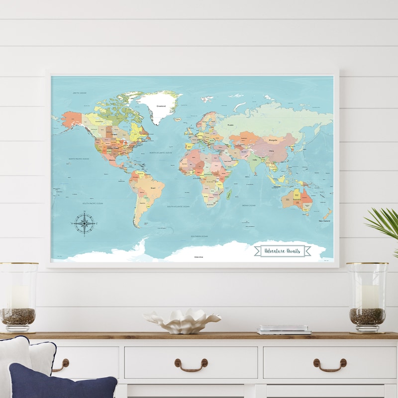 World Map Poster - Etsy