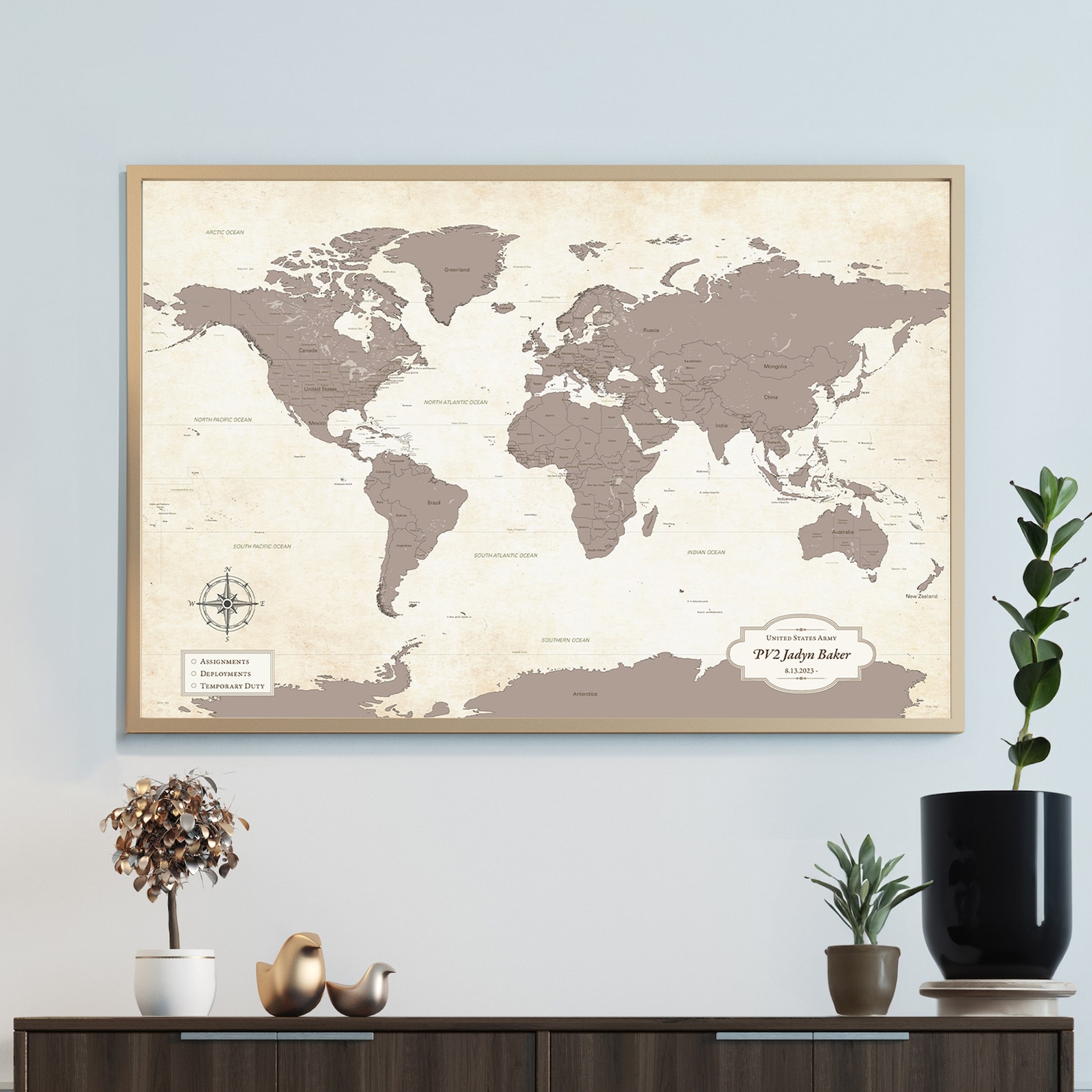 Personalized Military World Push Pin Map - Track Deployments, Active ...