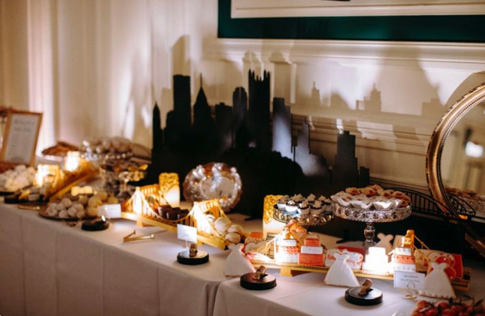Pittsburgh Wedding Cookie Table Decor: Giant Skyline Backdrop for Any ...
