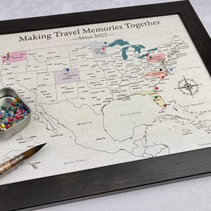 Personalized Cotton Push Pin USA Map, 2nd Anniversary Gift, DIY ...