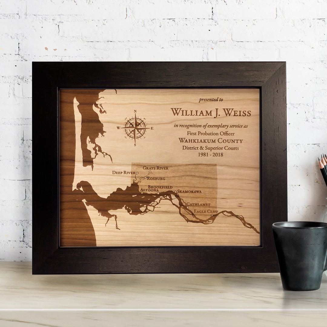 Engraved City Map Service Award Plaque - Personalized Art on Solid ...