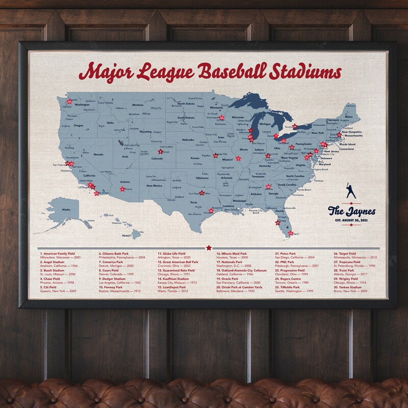 Baseball Park Map - Etsy