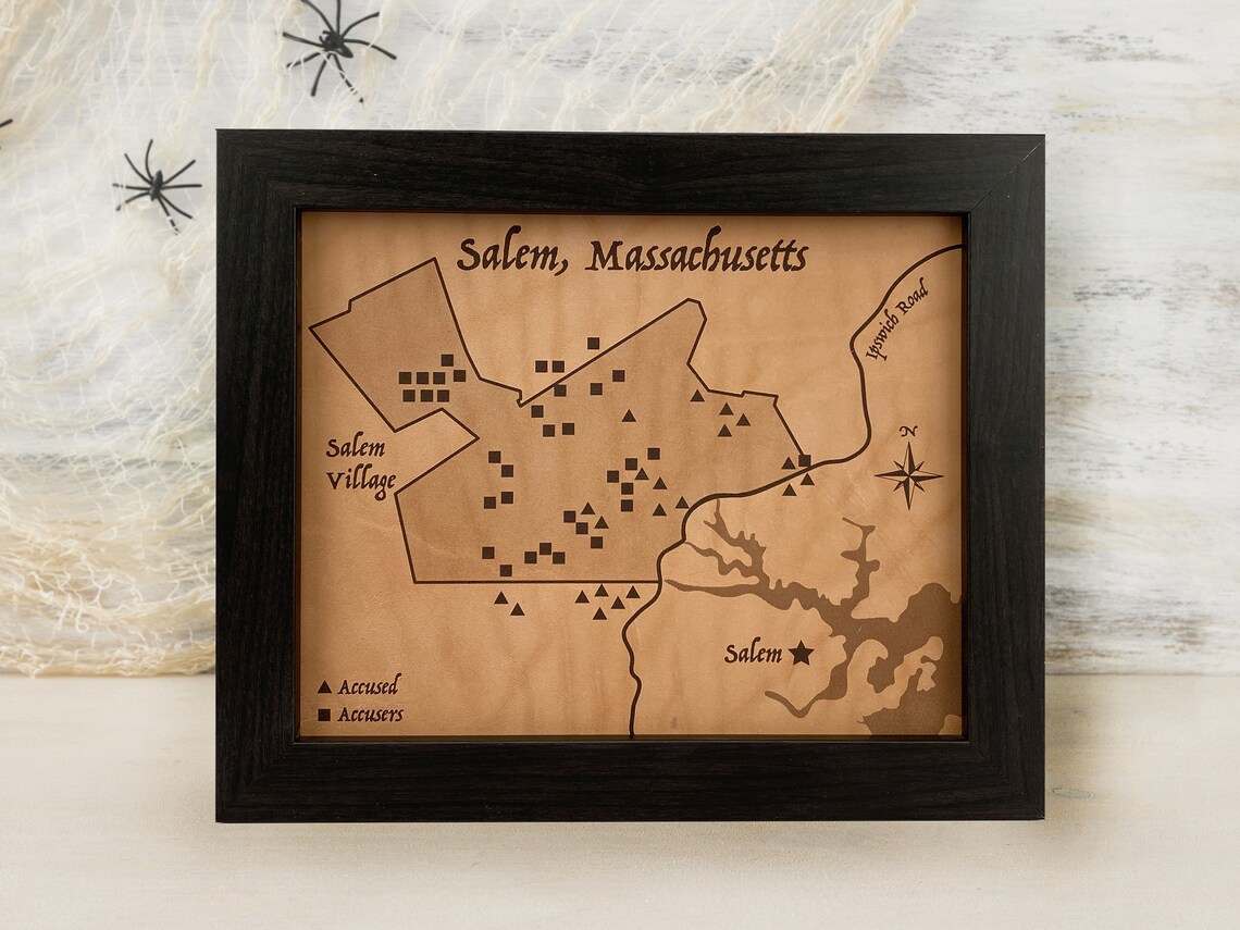 Salem Witch Trials Map - Halloween Lover Gothic Decor, Witchy Art ...