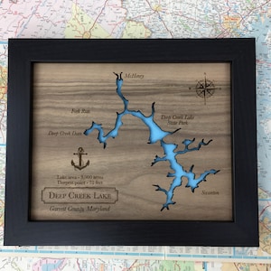 Custom Wood Lake Map Art - YOUR Lake Choice, Unique 5th Anniversary ...