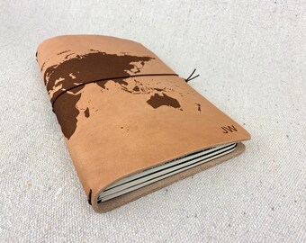 World Map Journal - Etsy