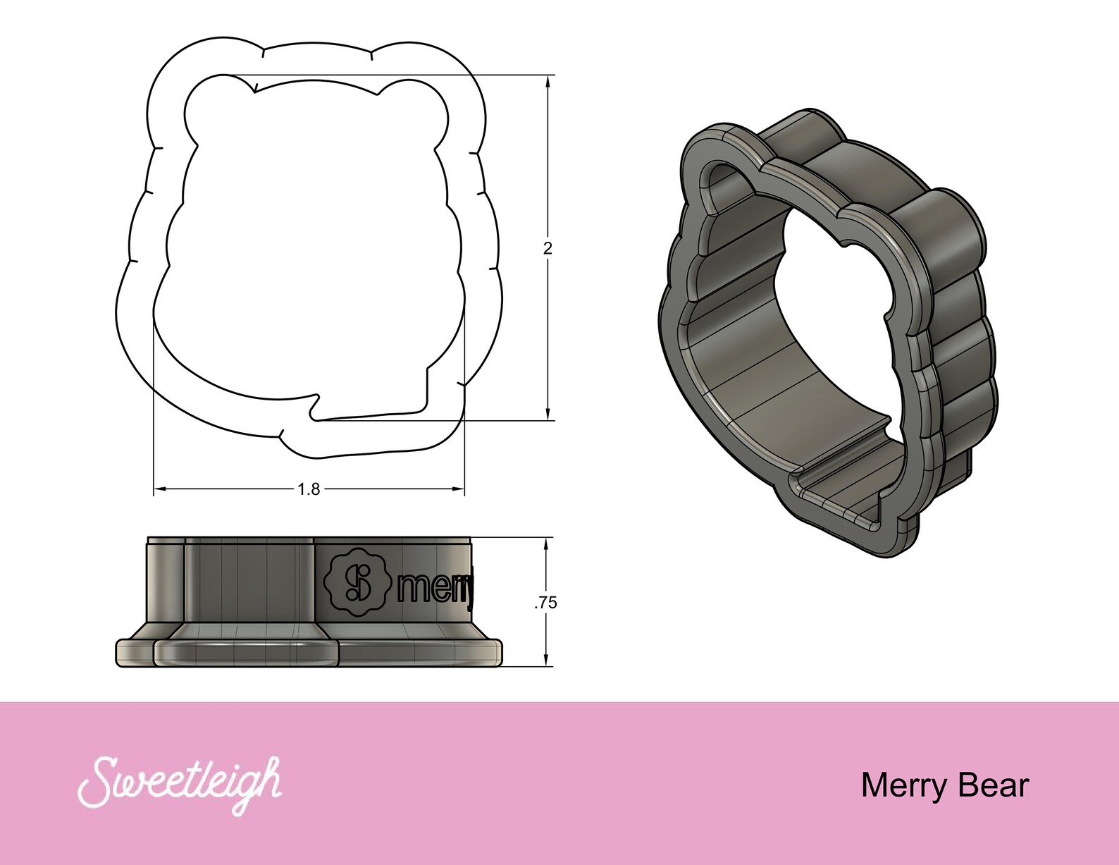 Merry Bear Cookie Cutter by Minniecakes - Etsy