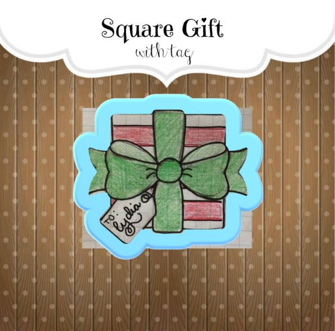 Square Gift With Tag Cookie Cutter - Etsy