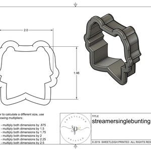 Streamer Single Bunting Cookie Cutter - Etsy
