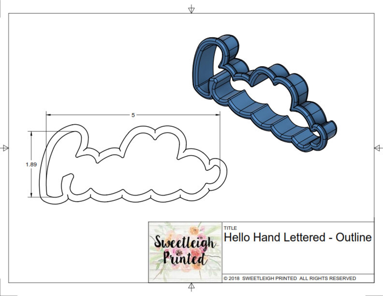 Hello Hand Lettered Cookie Cutter - Etsy