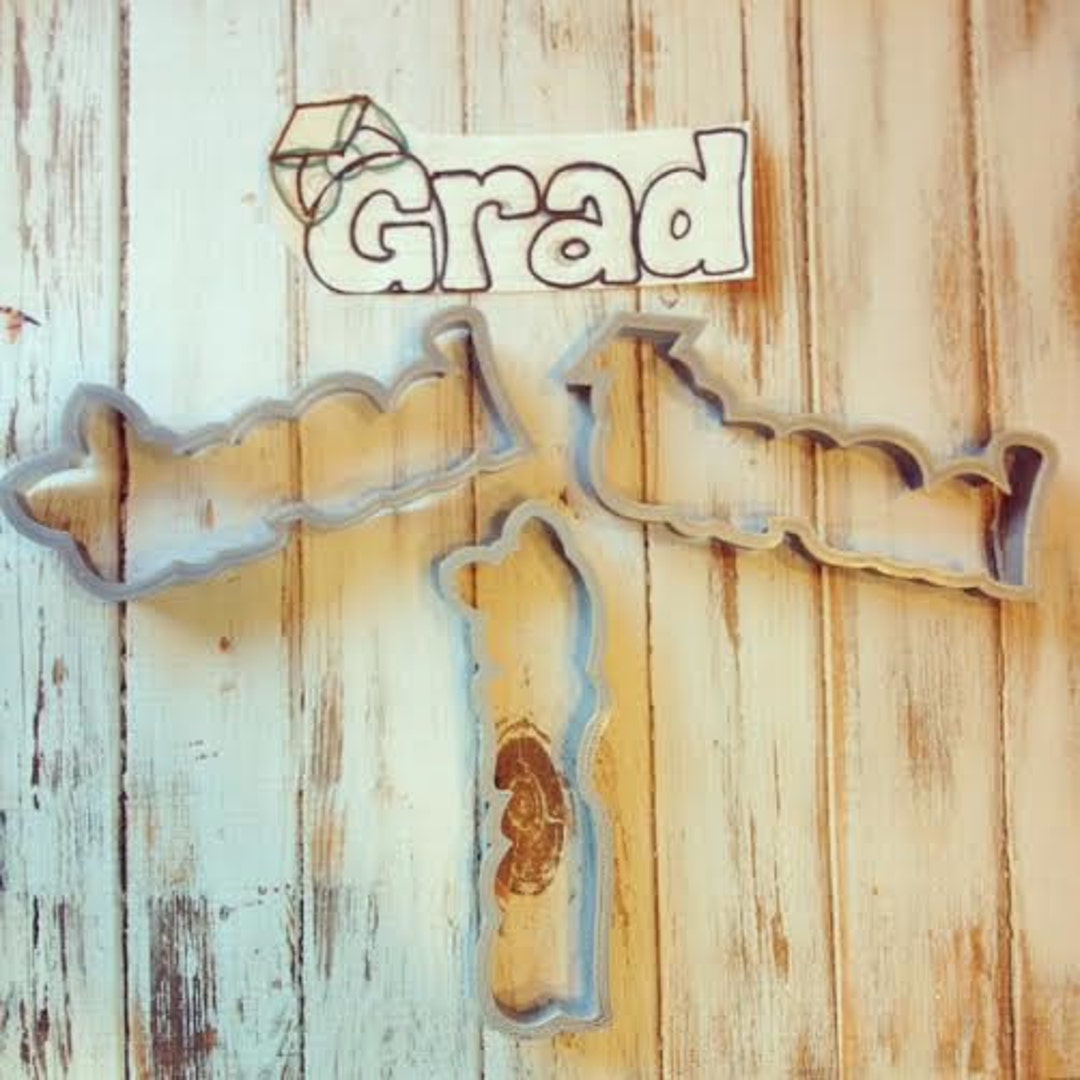 Grad "sticks", Hand Lettered Grad With Cap or Bow, Horizontal or ...