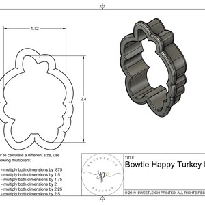 Bowtie Happy Turkey Face Cookie Cutter - Etsy