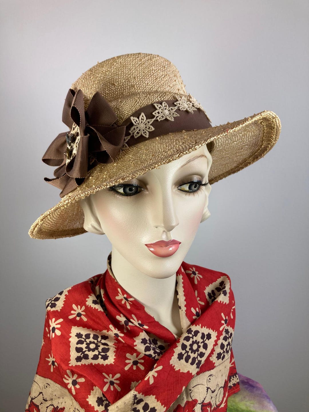 Natural Knotted Straw Medium Brim Hat. Summer Sun Hat. Vintage Vibe ...