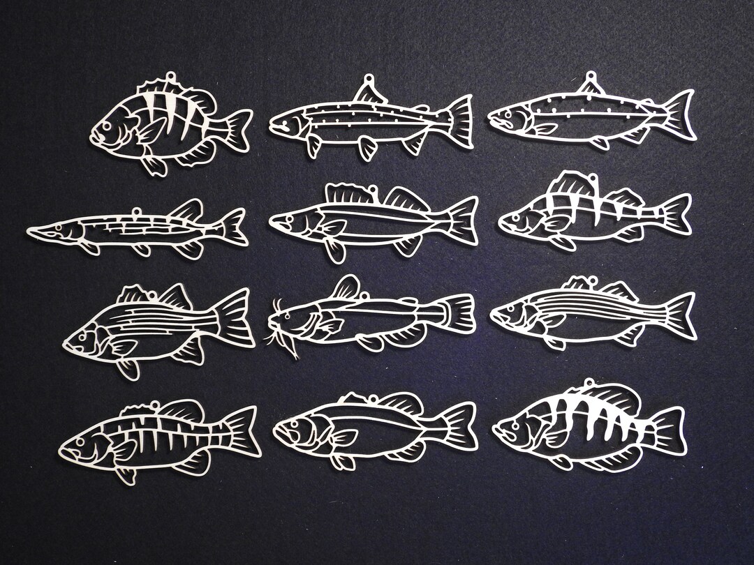 Fretwork Fish Ornaments - Set of 12 - Baltic Birch - Laser Cut - Etsy