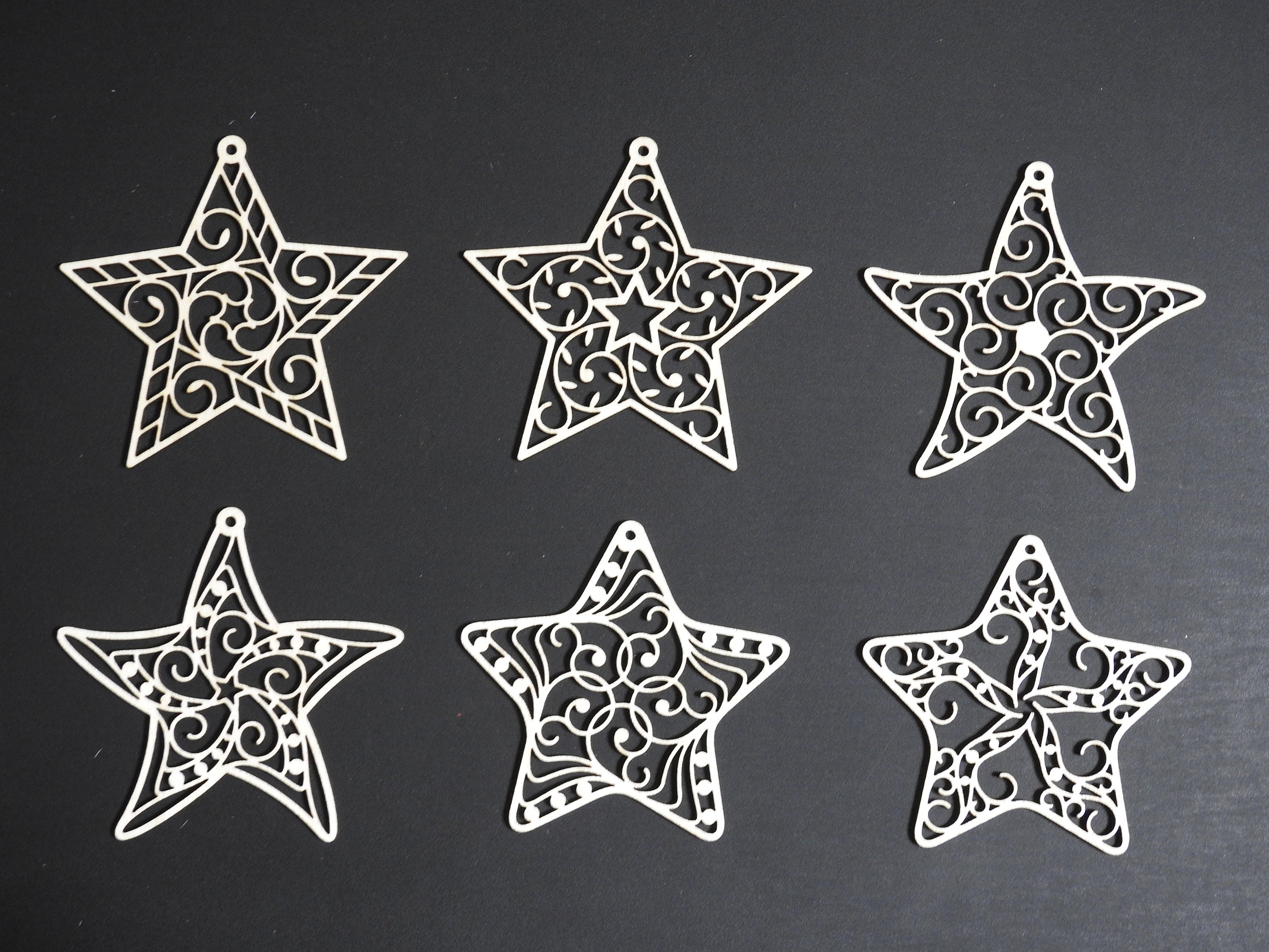 Filigree Star Ornament Set (6) - Basswood - Laser Cut - Etsy