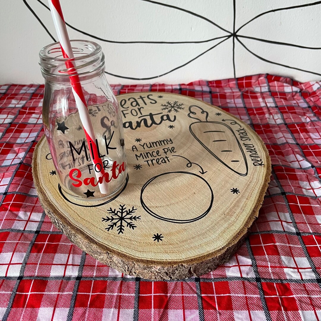 Santa Treat Plate Wood Slice Plate Santas Milk Glass - Etsy