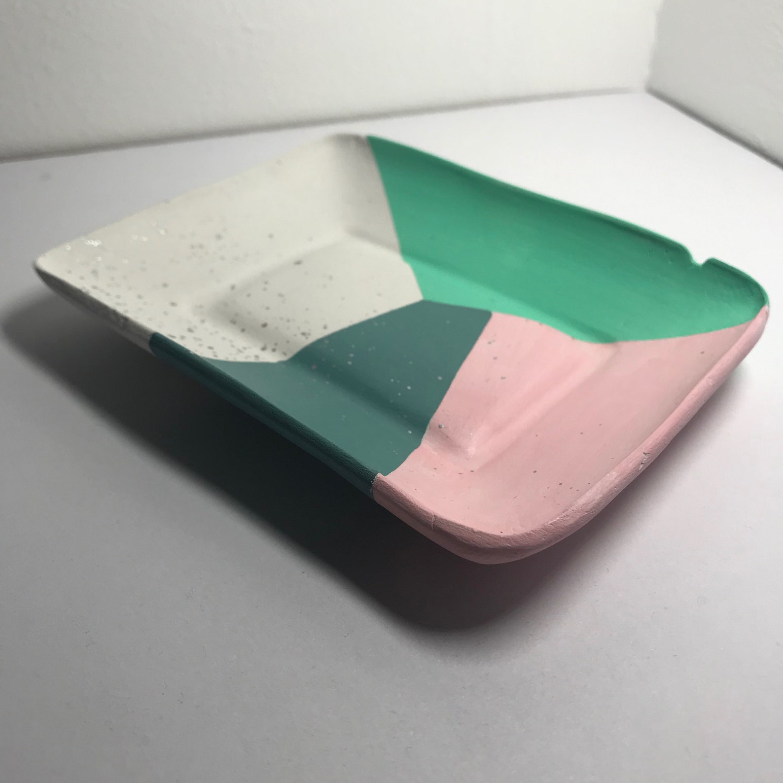 Air Dry Clay Trinket Dish Teal Turquoise and Pink | Etsy