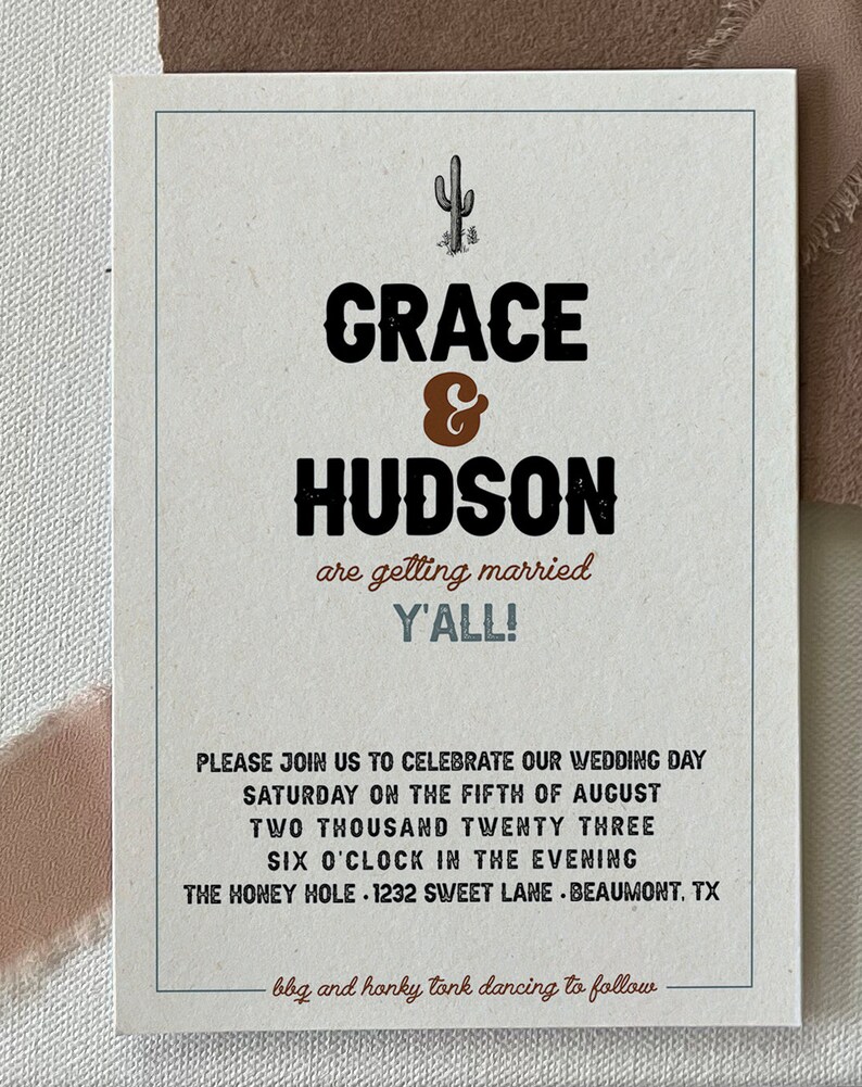 Physical Item PRINTED Desert Boho Wedding Invitations SET OF 10 - Etsy