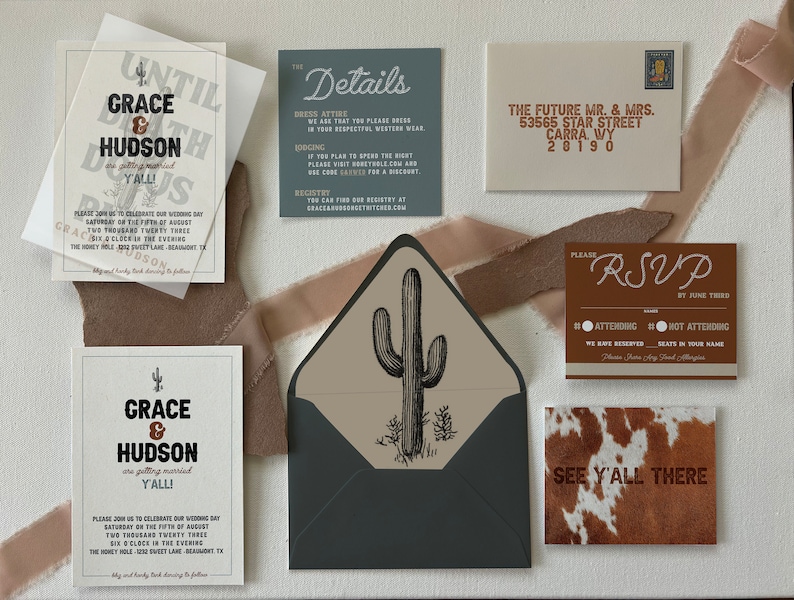 Physical Item PRINTED Desert Boho Wedding Invitations SET OF 10 - Etsy