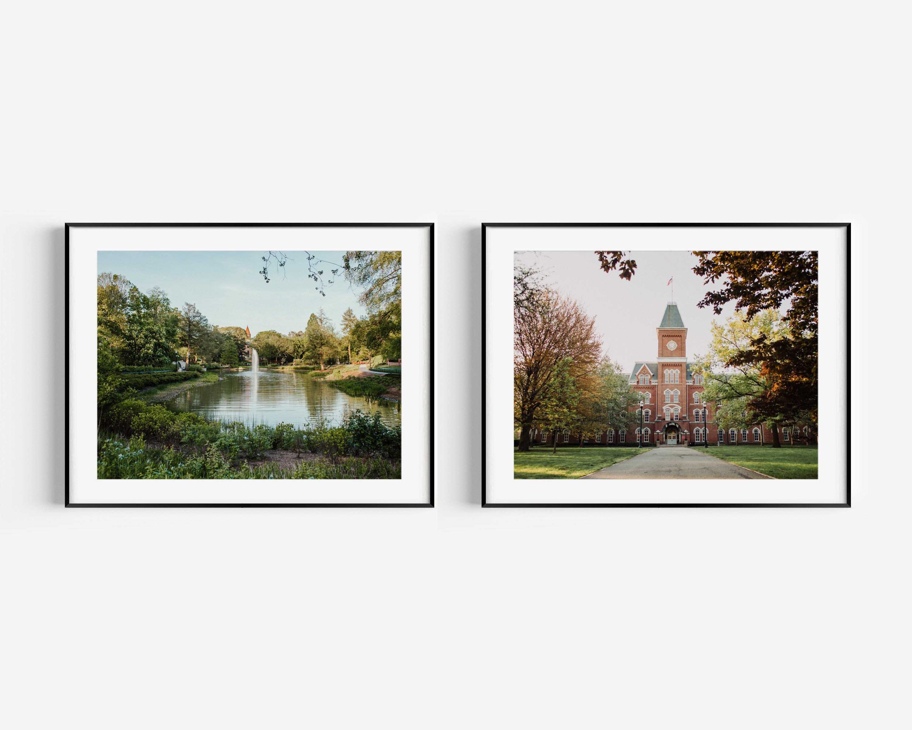 Ohio State Mirror Lake and University Hall Print Set, Ohio State Campus ...