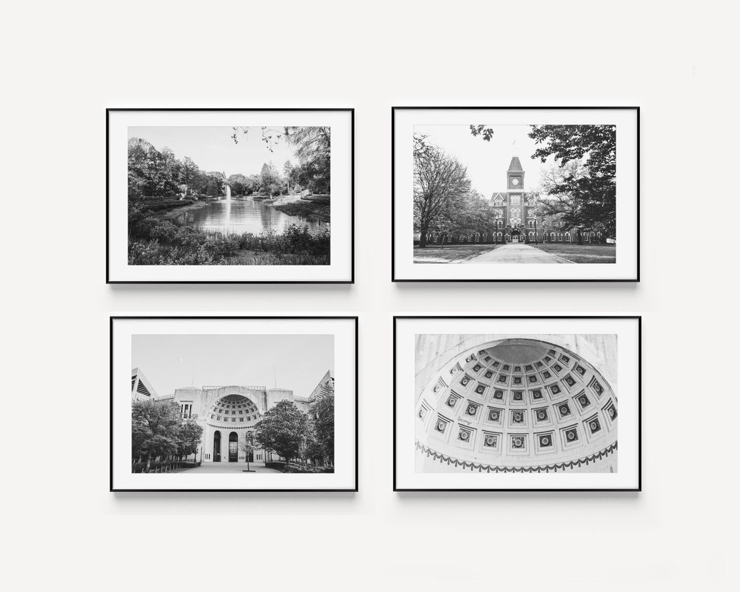 Black and White Ohio State Wall Print Set Extra Large OSU Pictures Set ...
