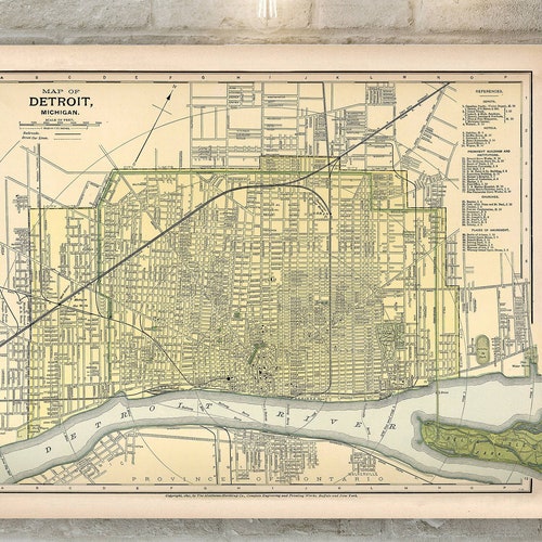 1899 Map of Detroit Michigan - Etsy