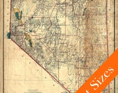 Giant Vintage Map of Nevada Aged Style 1894 Old Nevada Home - Etsy