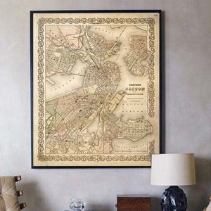 Map of Boston 1886 Boston Map Vintage Boston Map Boston Poster Old ...