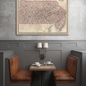 1864 Vintage Map of Pennsylvania Pennsylvania Map Pennsylvania ...