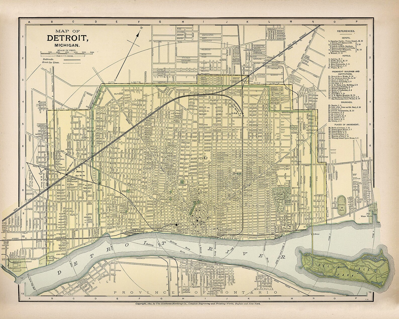 Vintage Detroit Map Map of Detroit Vintage Map of Detroit Michigan Map ...