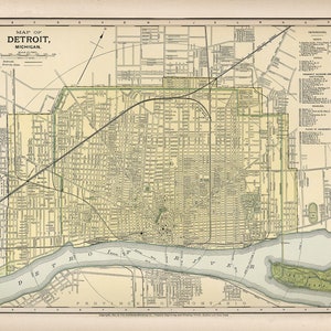 Vintage Detroit Map Map of Detroit Vintage Map of Detroit Michigan Map ...