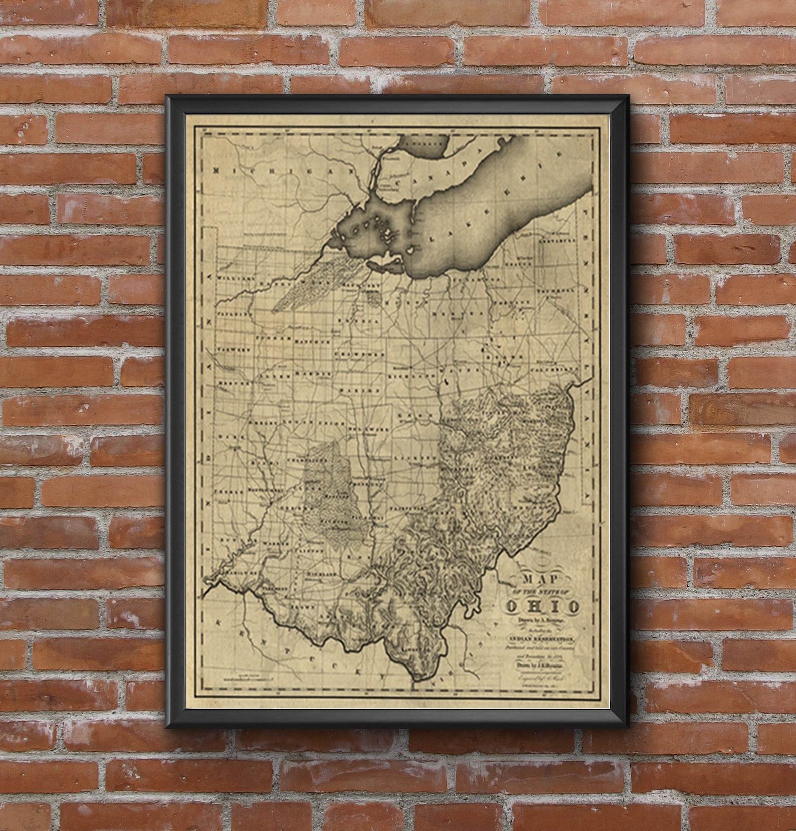 Old Map of Ohio Fine Reproduction Ohio Map Vintage Style Ohio Wall Map ...