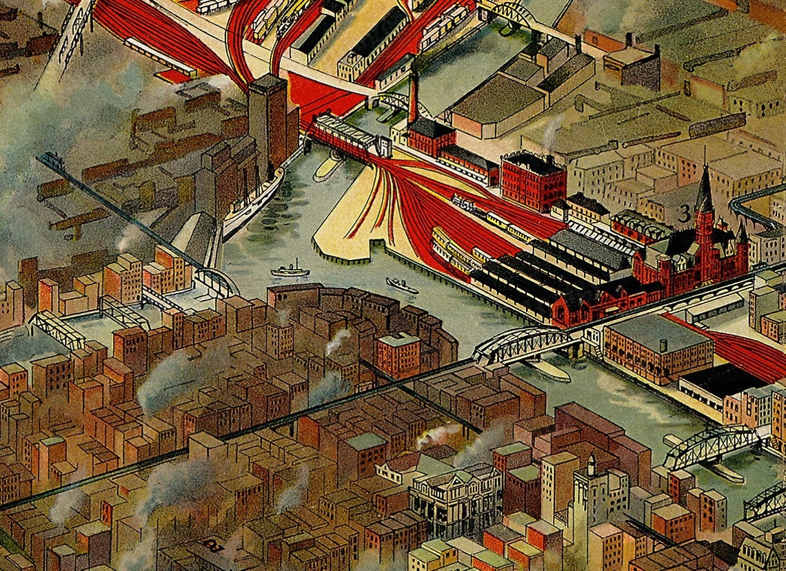 Old Map of Chicago (1902) Chicago Railroad Map, Chicago Map, Vintage ...