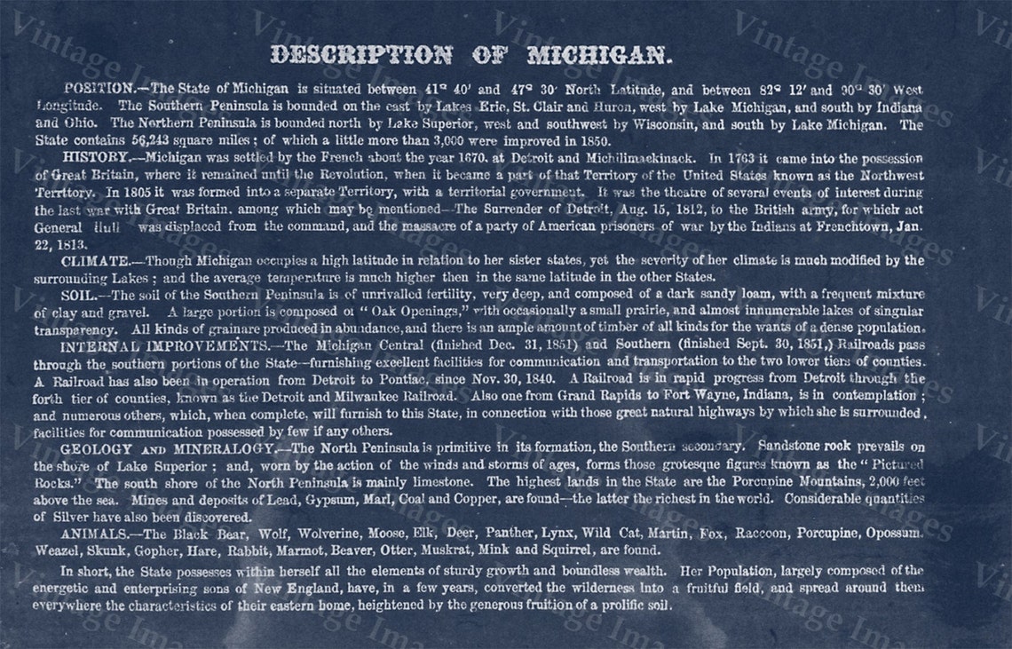 Michigan Map Vintage 1856 Old Map of Michigan Old Antique | Etsy Michigan Map Vintage 1856 Old Map of Michigan Old Antique | Etsy