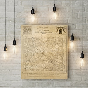 Dallas County Map Poster Print Texas Wall Art | Texas Gift | Old Map ...