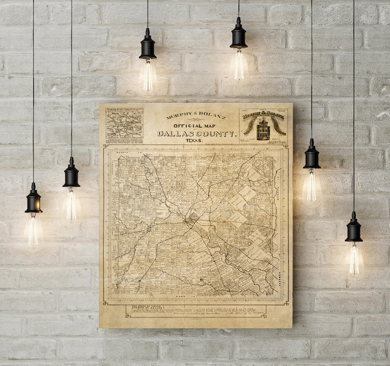 Dallas County Map Poster Print Texas Wall Art Texas Gift - Etsy