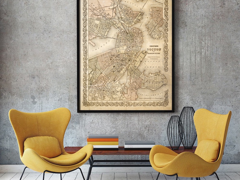Map of Boston 1886 Boston Map Vintage Boston Map Boston Poster Old ...