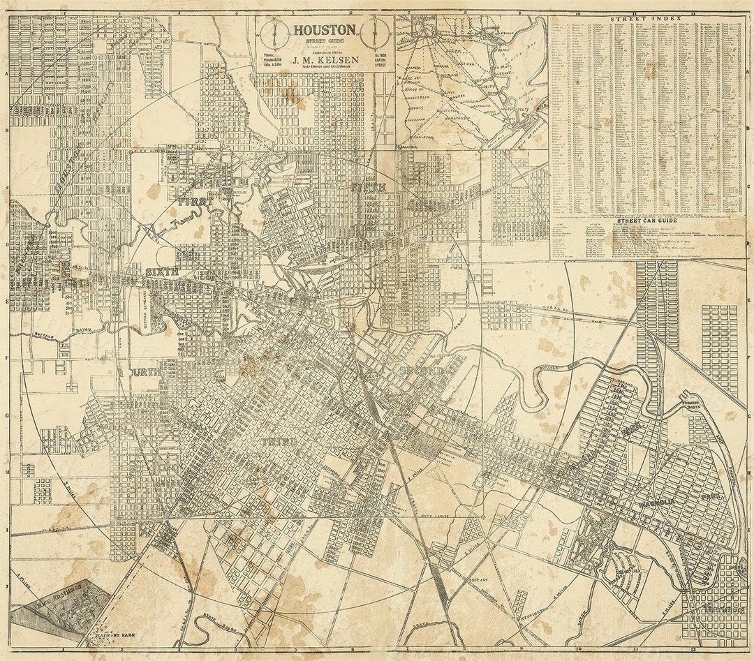 HOUSTON Map, TEXAS Old Map of Houston, Houston TX, Houston City Map ...