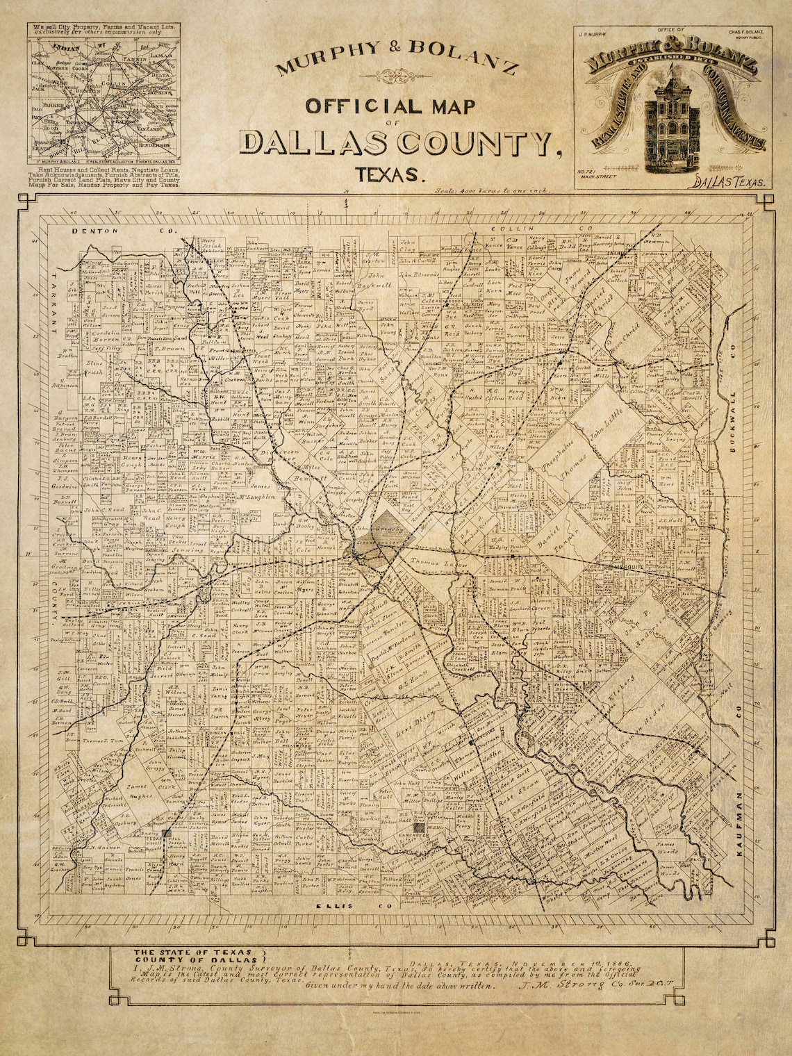 Dallas County Map Poster Print Texas Wall Art Texas Gift - Etsy