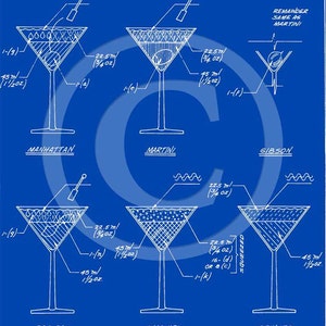 Cocktail Blueprint Chart Martini Construction Print Recipe Layout ...