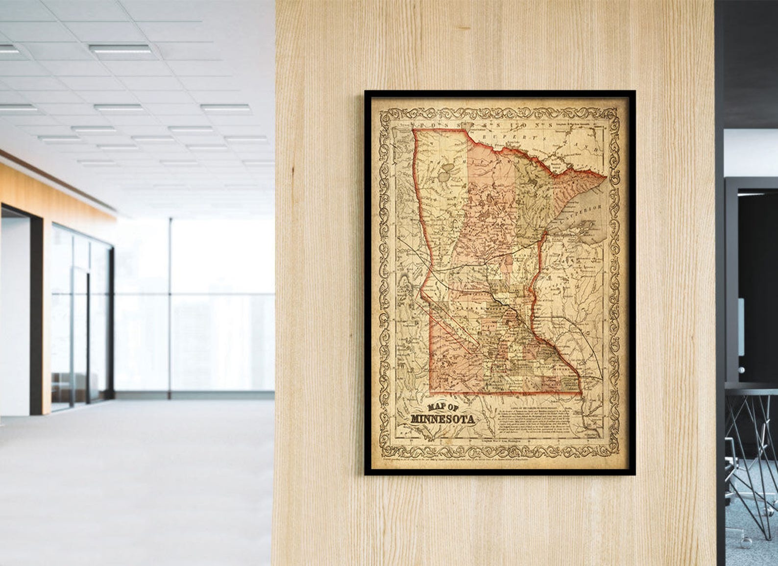 Map of Minnesota 1860 Map of MN Vintage Maps Restoration Style Map ...