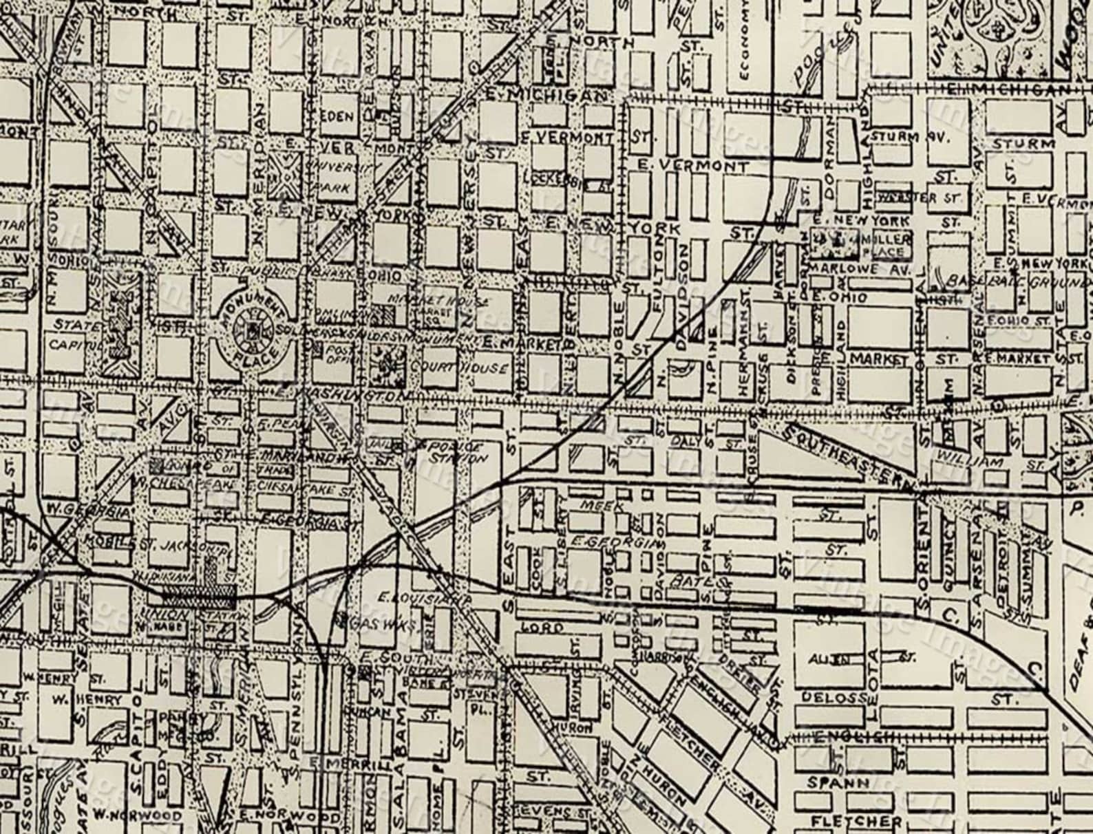 Huge 1899 Vintage Map of Indianapolis Indiana Bicycle and | Etsy