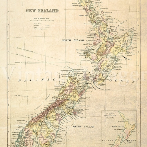 Antique New Zealand Map 1881 Old Map of New Zealand. Vintage - Etsy UK