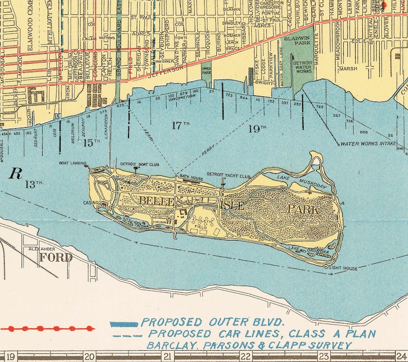 Vintage Map of Detroit Detroit Map 1919 Old Map of Detroit MI | Etsy